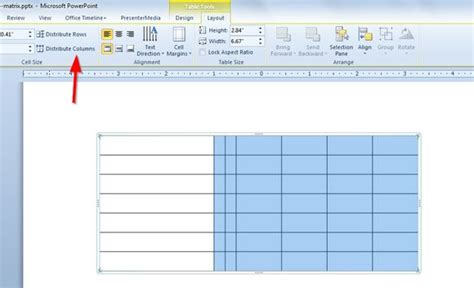 Distribute Table Columns Rows Powerpoint Fppt