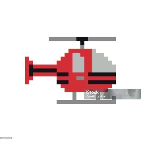 헬리콥터 픽셀 아트는 흰색 배경에 분리되어 있습니다 수송 픽셀 아트 또는 차량 픽셀 아트 복고풍에 대한 스톡 벡터 아트 및 기타 이미지 복고풍 상업용 항공기 컴퓨터