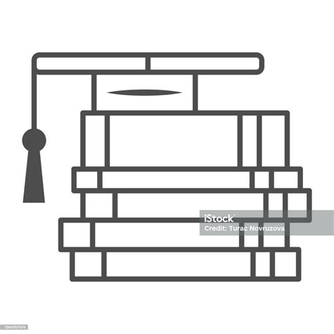 책과 졸업 모자 얇은 라인 아이콘 교육 개념 흰색 배경에 교과서 벡터 기호에서 배울 모바일 개념 및 웹 디자인에 대한 개요 스타일 아이콘 벡터 그래픽 10에 대한 스톡 벡터