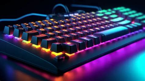 3d Render Of Backlit Rgb Gaming Keyboard In Sleek Black Design Background Keyboard Button