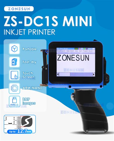 Zonesun Mini Printer Handheld Inkjet Printer Portable Date Coding Machine Qr Code Barcode Batch