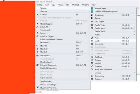 Visual Studio C Lost Local Variable Window From Debug F Step By Step Super User