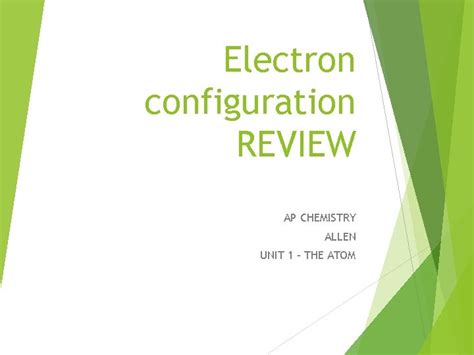 Electron Configuration Review Ap Chemistry Allen Unit 1