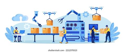 Efficient Smart Factory Workers Robotic Arm Stock Vector Royalty Free 2212370523 Shutterstock
