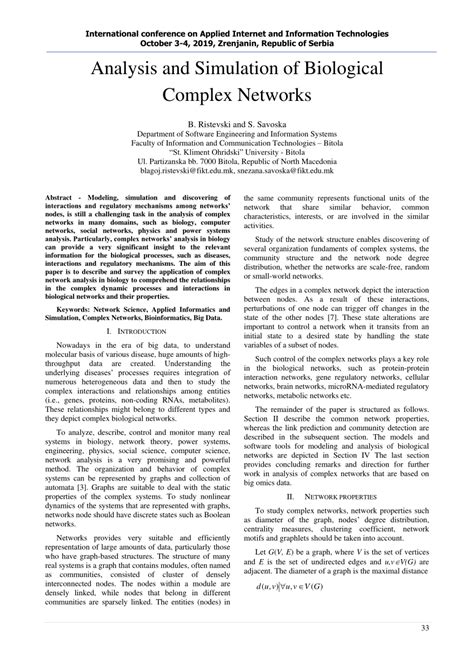 Pdf Analysis And Simulation Of Biological Complex Networks