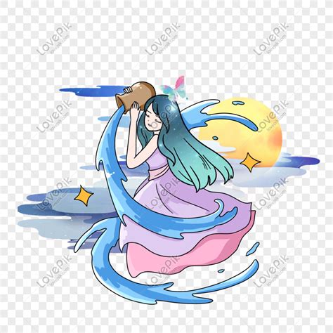 별자리 만화 일러스트 컬렉션 물병 자리 Png 일러스트 무료 다운로드 Lovepik