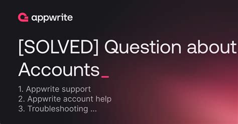 Solved Question About Accounts Threads Appwrite