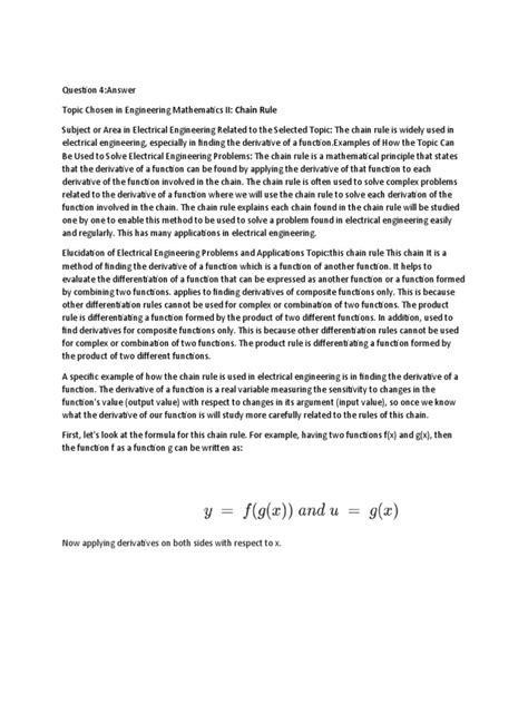 Question 4 Chain Rule Pdf Derivative Function Mathematics