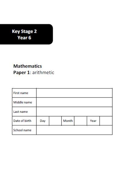 Sats Arithmetic And Reasoning Practice Test Paper