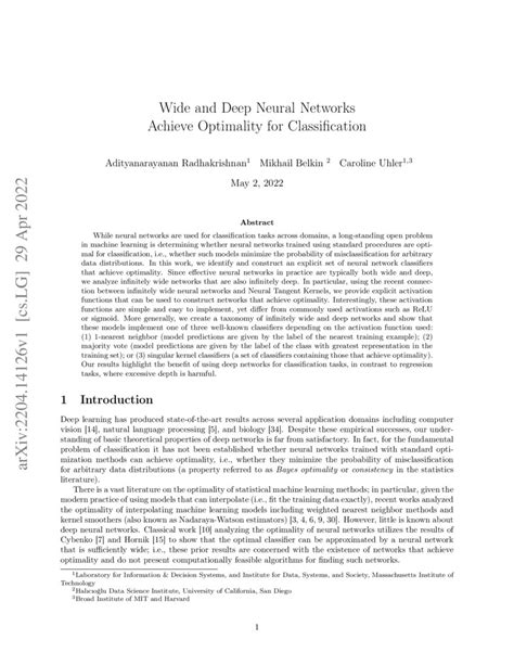 Wide And Deep Neural Networks Achieve Optimality For Classification