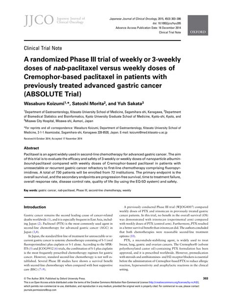 Pdf A Randomized Phase Iii Trial Of Weekly Or 3 Weekly Doses Of Nab Paclitaxel Versus Weekly