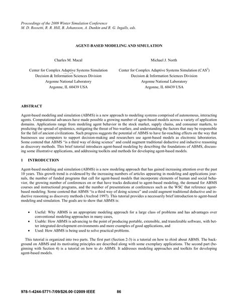 pdf tutorial on agent based modeling and simulation