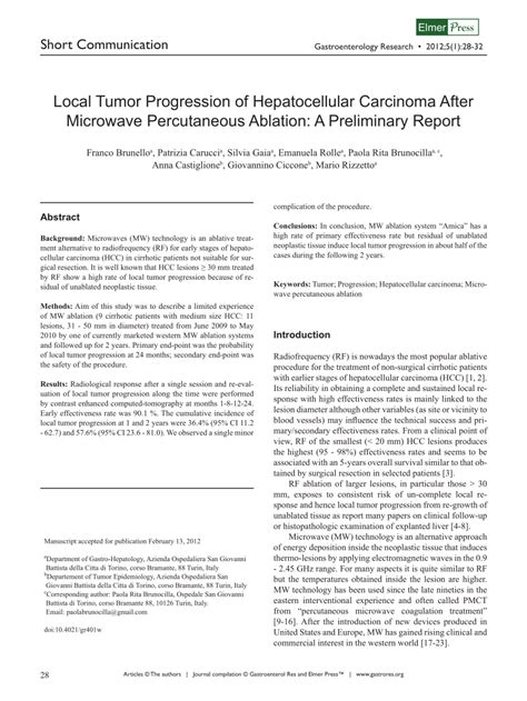 Pdf Local Tumor Progression Of Hepatocellular Carcinoma After
