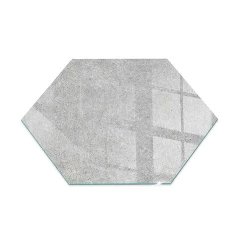 Hexagonal Corner Glass Hearth Raw Concrete Texture