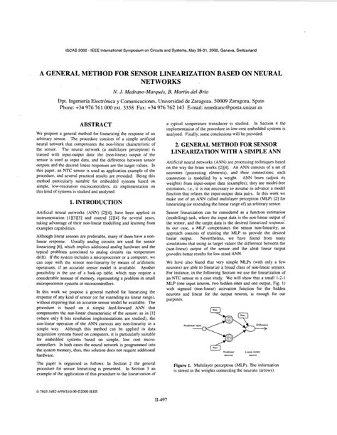 Pdf A General Method For Sensor Linearization Based On Neural Networks