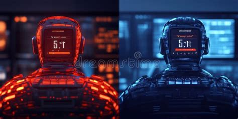 Ai Robot Monitoring Network Data Futuristic Tech Cybersecurity Digital World Stock Illustration