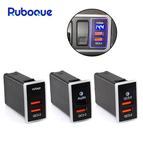 Usb 충전기 자동차 인터페이스 소켓 커넥터 이중 Qc30 전압 디스플레이 도요타 Lc95 Lc77 Bb Rav4 Vios Corolla Camry에 사용 1pc