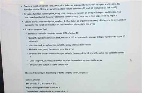 solved create a function named rand array that takes as