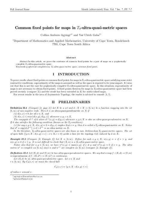 pdf common fixed points for maps in t 0 ultra quasi metric spaces