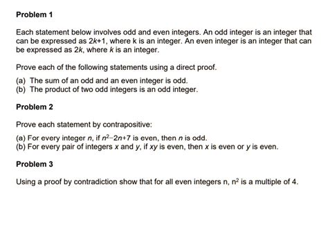 Problem 1 Each Statement Below Involves Odd And Even Integers An Odd