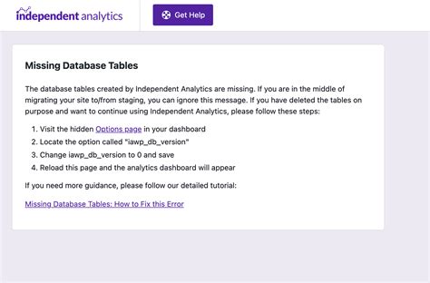 Missing Database Tables How To Fix This Error Independent Analytics