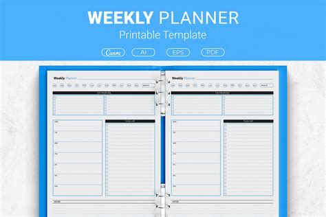 Weekly Planner Printable Template Graphic By Jundi · Creative Fabrica