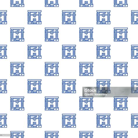 3d Printer Vector Thin Line Seamless Background Additive Manufacturing Pattern Stock