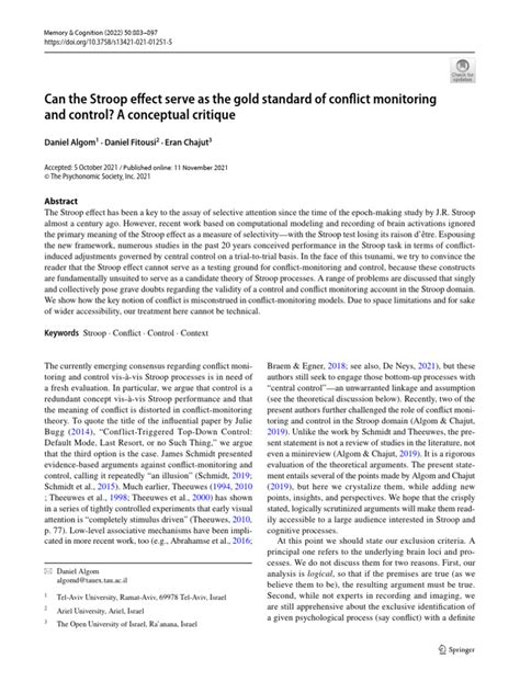 Can The Stroop Effect Serve As The Gold Standard Of Conflict Monitoring