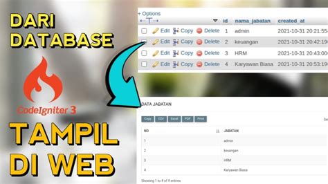 Cara Menampilkan Data Dari Database Codeigniter 3 Tutorial Youtube
