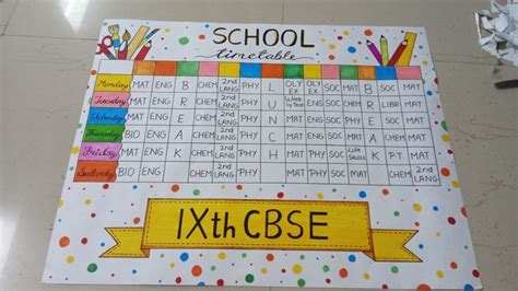 Decorative Timetable For School School Time Table Chart Design