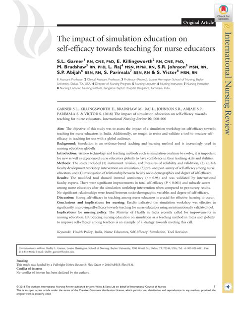 PDF The Impact Of Simulation Education On Self Efficacy Towards Teaching For Nurse Educators