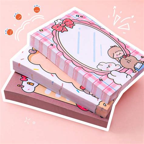 Cute Cartoon Girl Memo Pads Trendy Babe Sticky Notes Sheets Takeout Message Memo Book