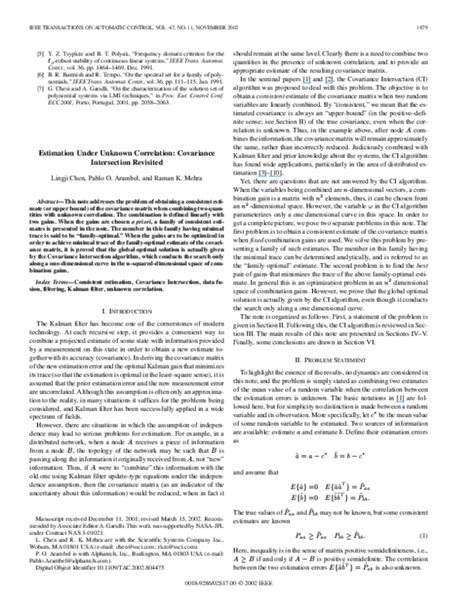 Pdf Estimation Under Unknown Correlation Covariance Intersection