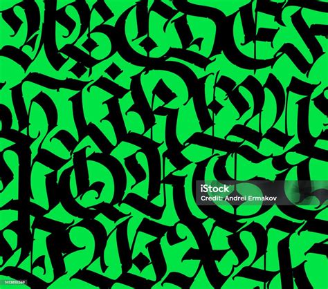 고딕 양식의 패턴 장식 벡터 알파벳 서예 와 문자 중세 라틴어 문자입니다 회사의 회사 Id에 대한 그래픽 요소입니다 문신에 대 한 우아한 글꼴입니다 0명에 대한 스톡 벡터