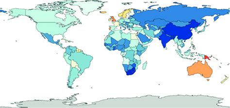 The Global Prevalence Of Asthma Ranging From 1 900 Dark Blue To Download Scientific Diagram