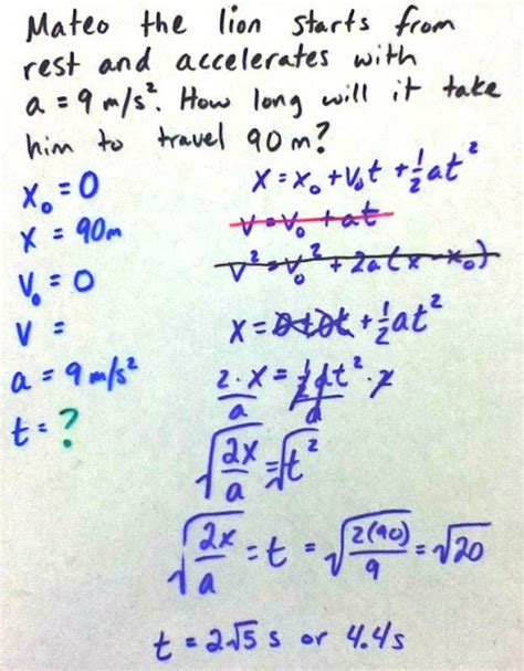 Physics At Desert View High School Solving Kinematics Story Problems