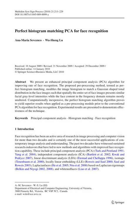 Pdf Perfect Histogram Matching Pca For Face Recognition Dokumentips