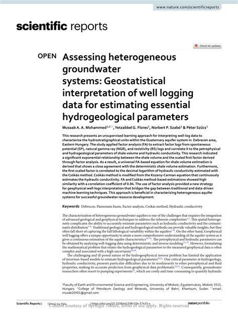 Pdf Assessing Heterogeneous Groundwater Systems Geostatistical