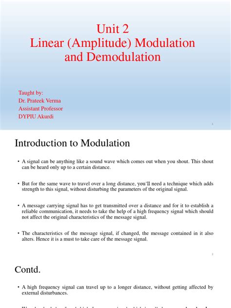 Unit 2 Linear Modulation And Demodulation Pdf Modulation Oscillation