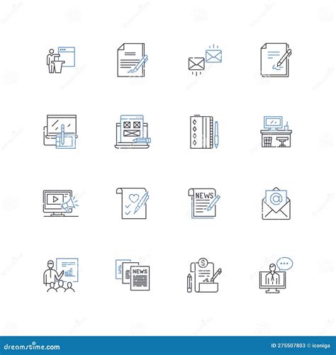 Copy Editing Line Icons Collection Proofreading Grammar Punctuation