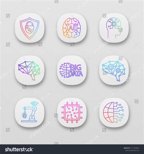 Artificial Intelligence App Icons Set Uiux Stock Vector Royalty Free