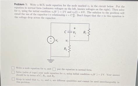 Solved Problem 1 Write A Kcl Node Equation For The Node