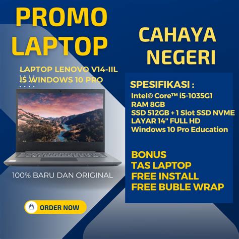 Jual Promo Laptop Lenovo V Iil Intel Core I Ram Gb Ssd Gb Slot Ssd Nvme Windows