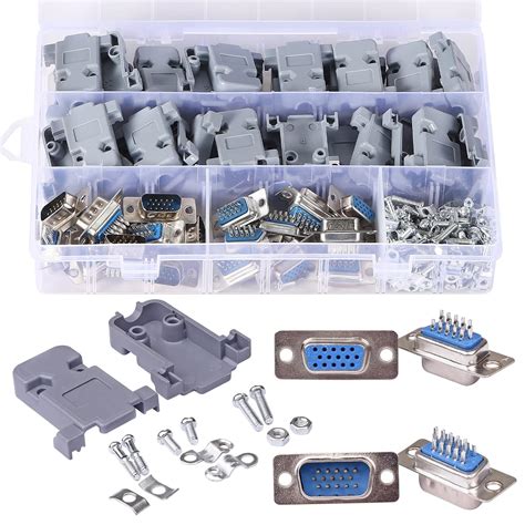 Anmbest Vga Solder Connector 15pin 3 Rows Rs232 Terminal Adapter Breakout Board With Case