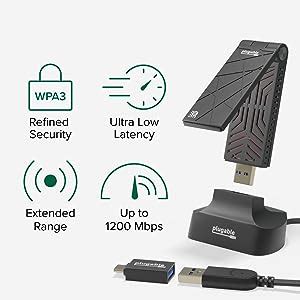 Amazon Com Plugable WiFi 6 USB WiFi Adapter For Desktop PC And Laptops AX1800 USB 3 0 And USB