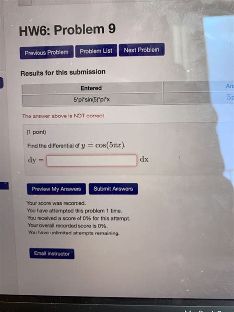 Solved Hw6 Problem 9 Previous Problem Problem List Next