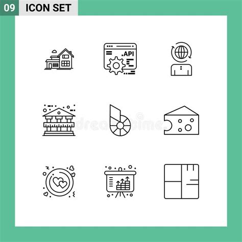 Set Of 9 Commercial Outlines Pack For Crypto Currency Coin Global Bitshares Bank Stock