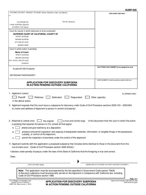 California Court Subpoena 11 Free Templates In Pdf Word Excel Download