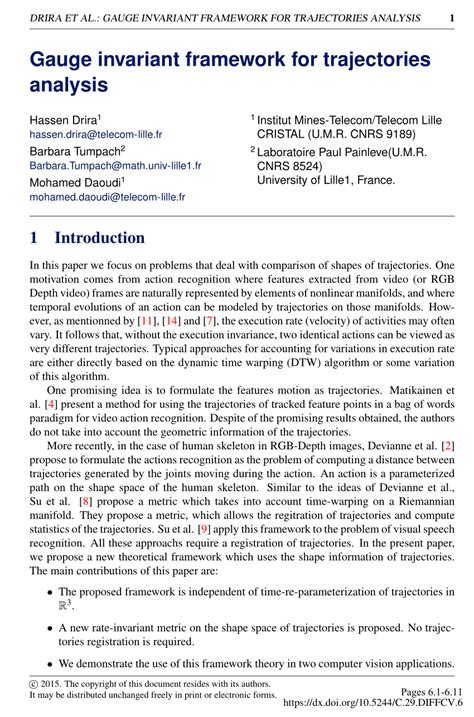Pdf Gauge Invariant Framework For Trajectories Analysis