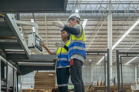 골판지 기술자는 바느질 기계 재료 정렬 품질 관리 문제 해결을 설정합니다 2명에 대한 스톡 사진 및 기타 이미지 2명 검사 보기 검사자 Istock